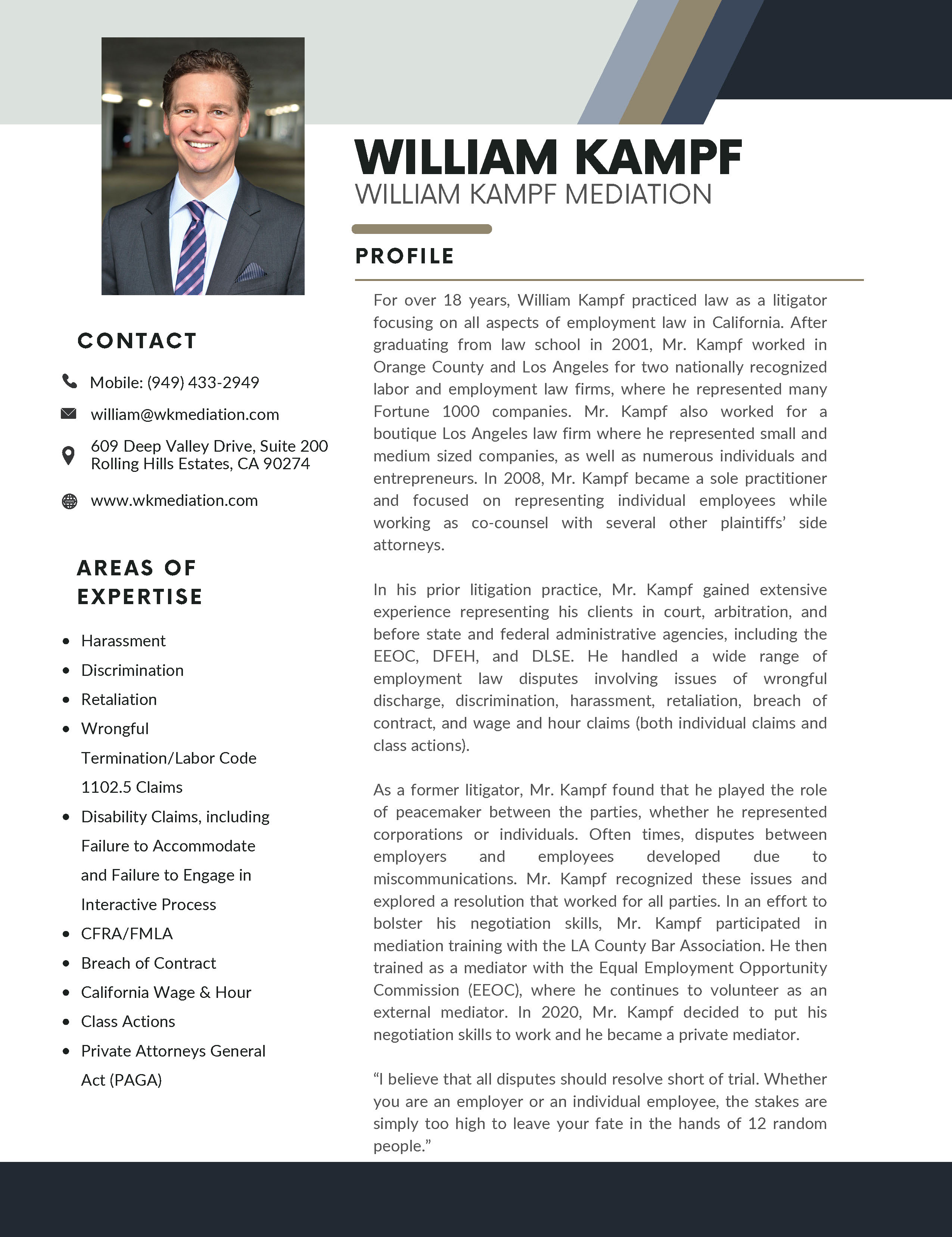 Resume/CV - WK Mediation